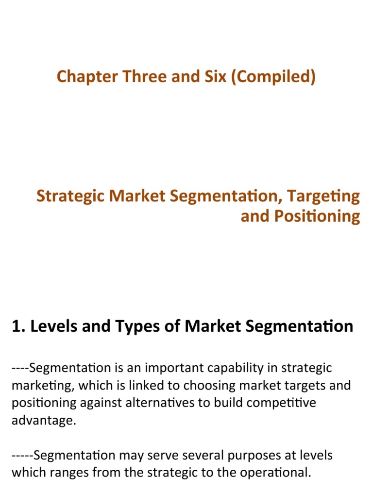Chapter Three and Six (Compiled) | PDF | Market Segmentation ...