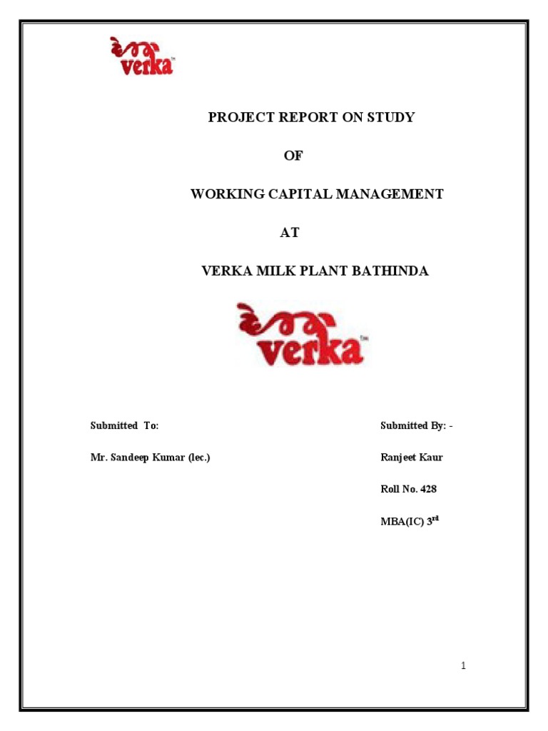 Docshare - Tips - Working Capital of Verka | PDF | Inventory | Working ...