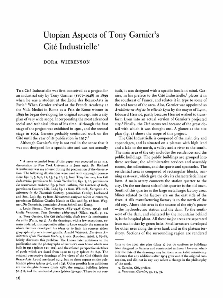 Wiebenson (1960) - Utopian Aspects of Tony Garnier Cite Industrielle ...
