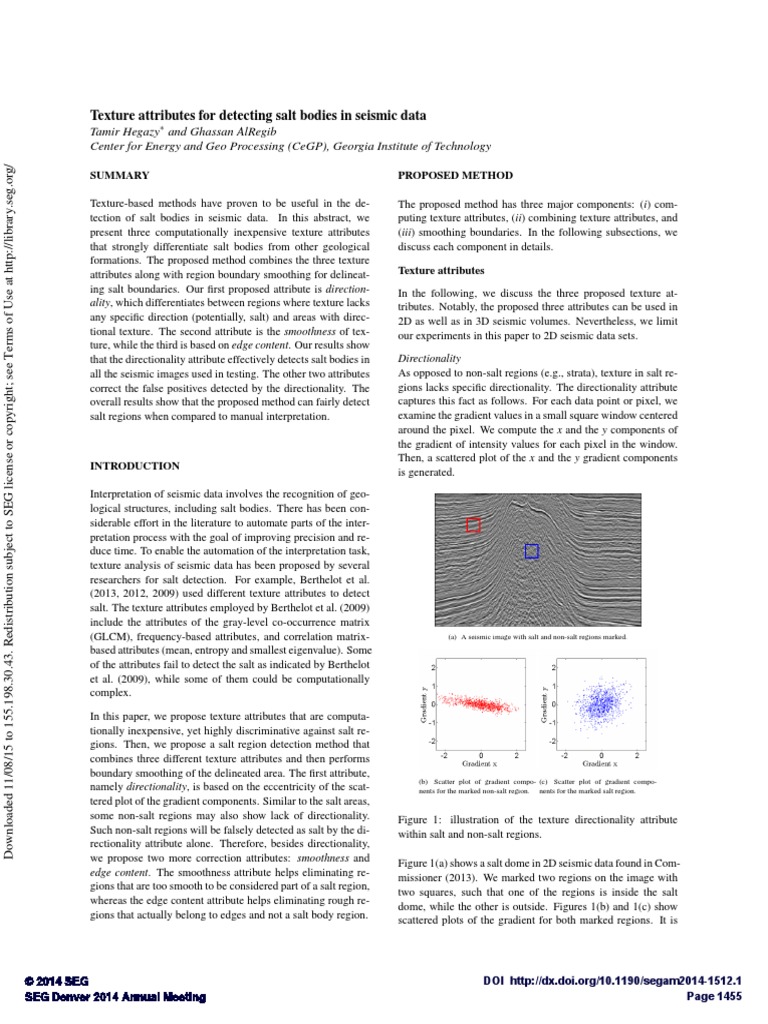 Texture Attributes For Detecting Salt Bodies in Seismic Data | PDF ...