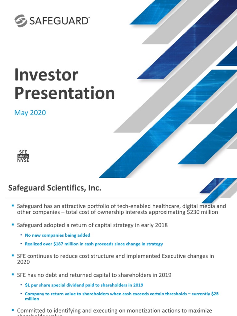 SFE Investor Presentation May 2020 PDF | PDF | Analytics | Municipal Bond