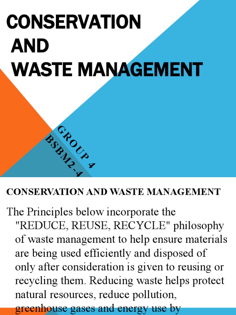 Conservation AND Waste Management: G R O U P4 B SB M 2-4 | PDF ...