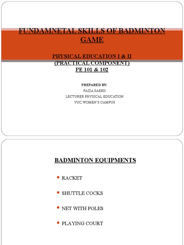Fundamnetal Skills of Badminton Game Handouts | PDF | Athletic Sports ...