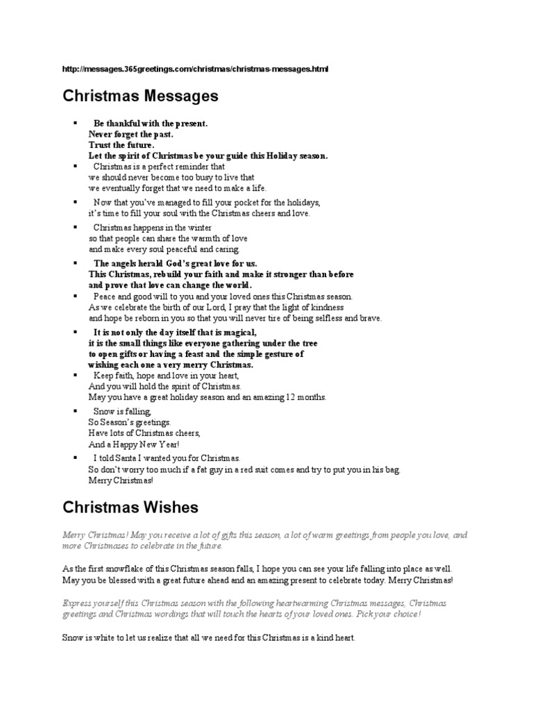 Christmas Messages | PDF | Christmas And Holiday Season | Christmas