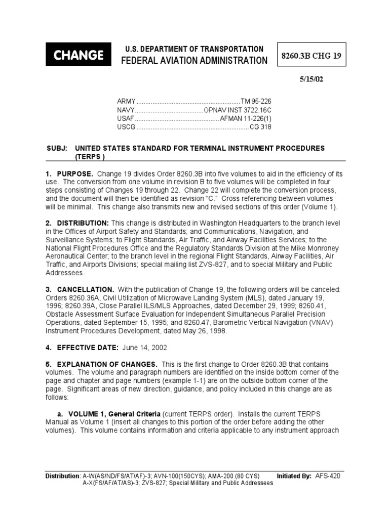 FAA TERPS Order 8260.3B Change 19 | PDF | Aerospace Engineering ...