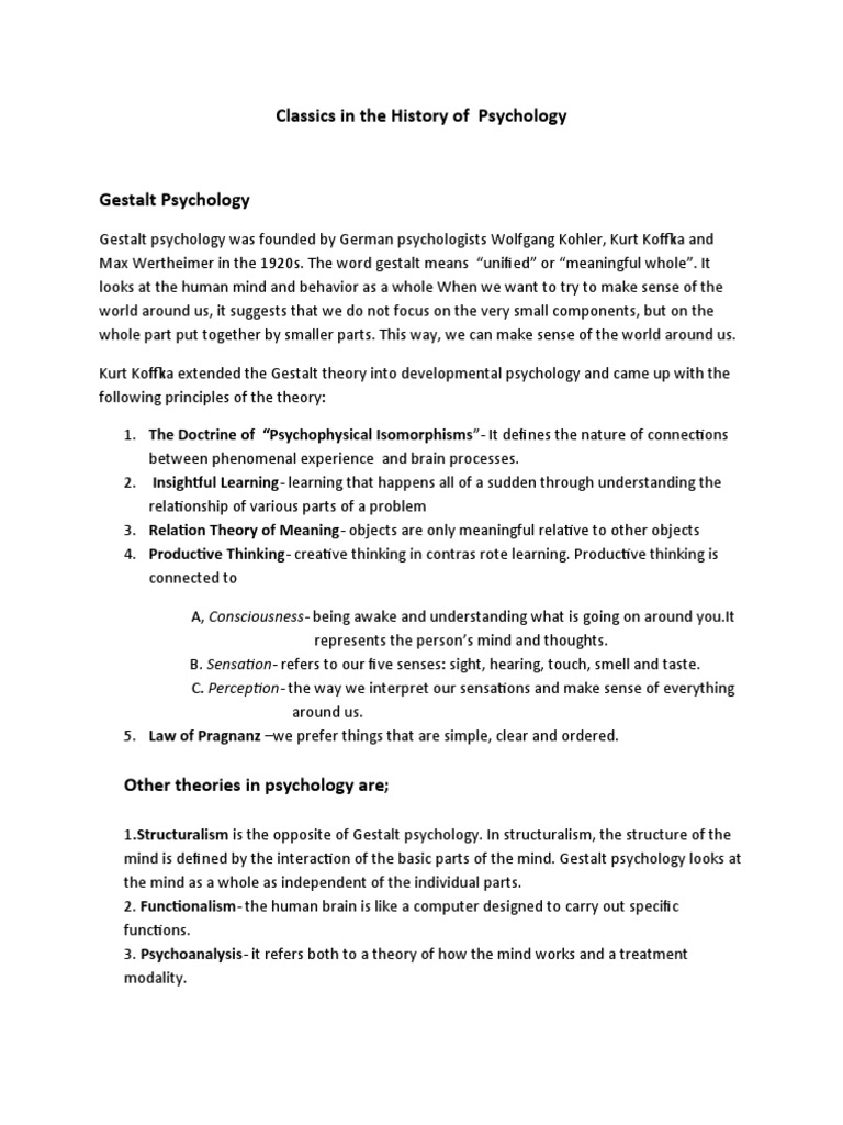 Classics in The History of Psychology | PDF | Psychology | Thought