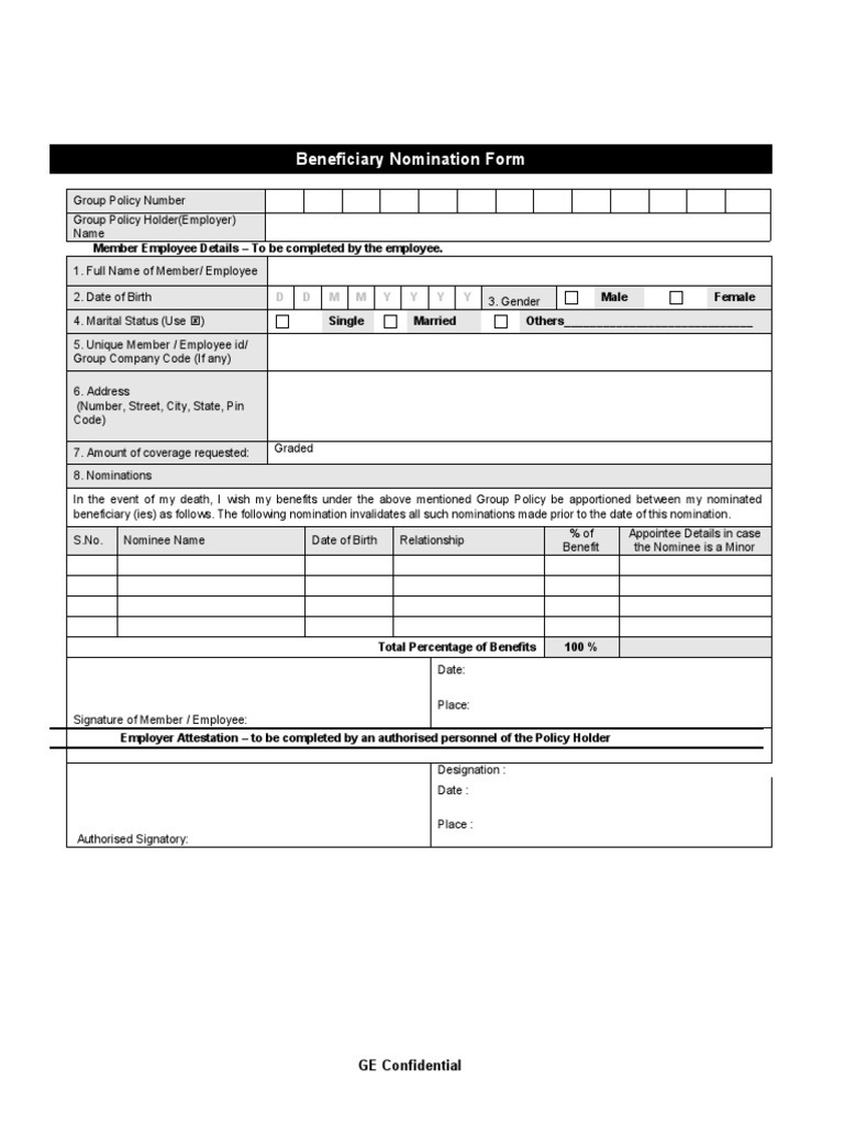 LI - Beneficiary Nomination Form | PDF
