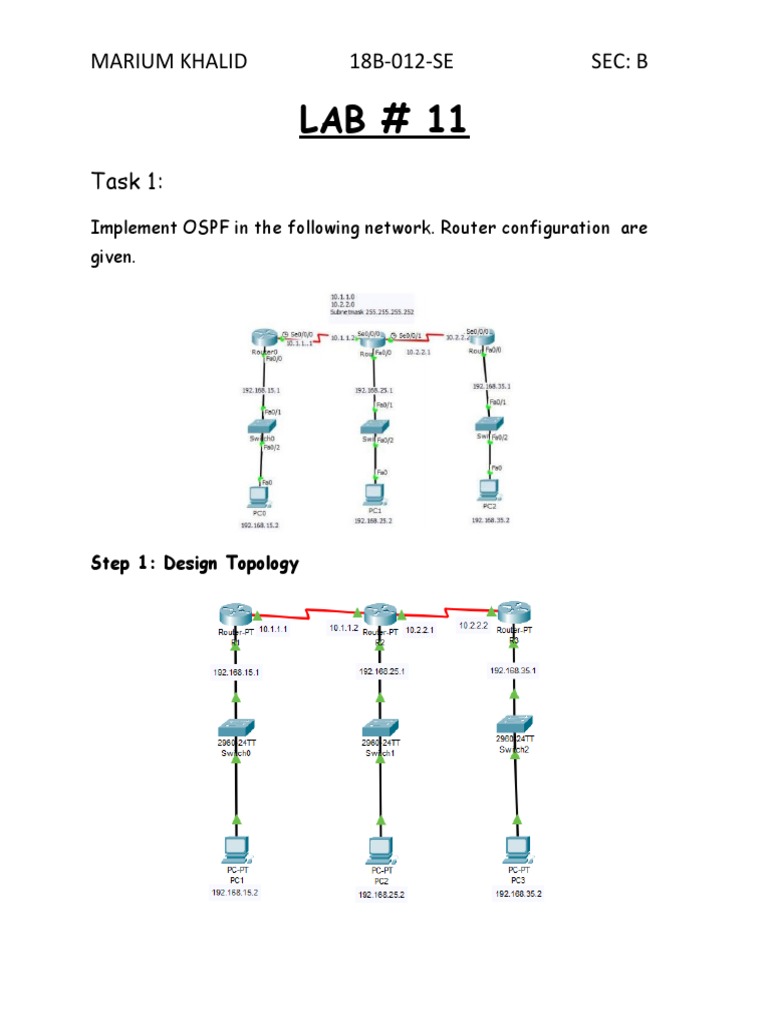 Ospf Lab Report Implementing Ospf Routing Protocol In A Network Pdf 0946