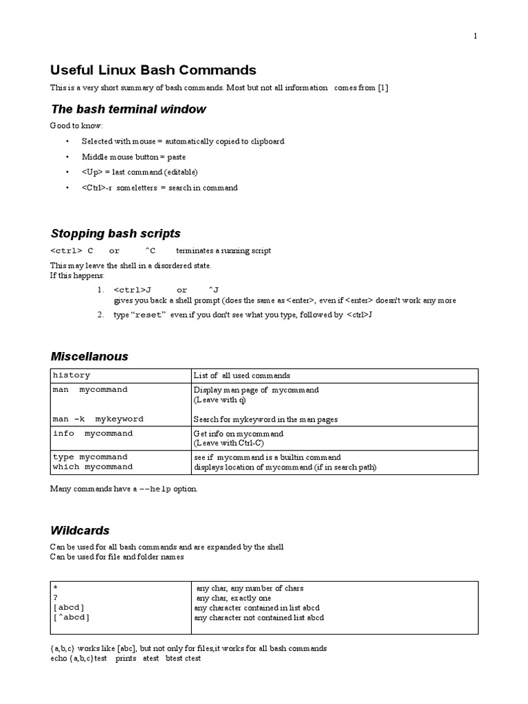 Useful Linux Bash Commands: The Bash Terminal Window | PDF | Computer ...