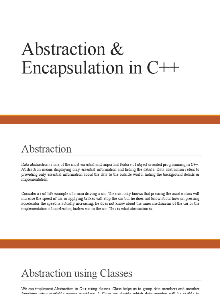 Abstraction And Encapsulation In C Pdf Class Computer Programming