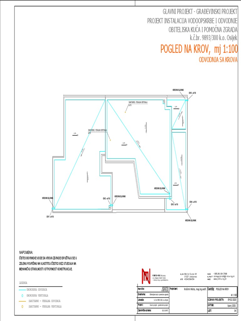 Pogled Na Krov, MJ 1:100: Odvodnja Sa Krova | PDF