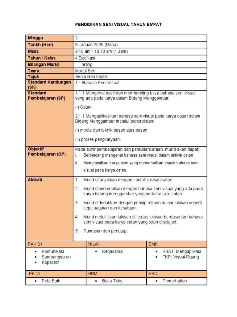 RPH PSV Tahun 4 | PDF