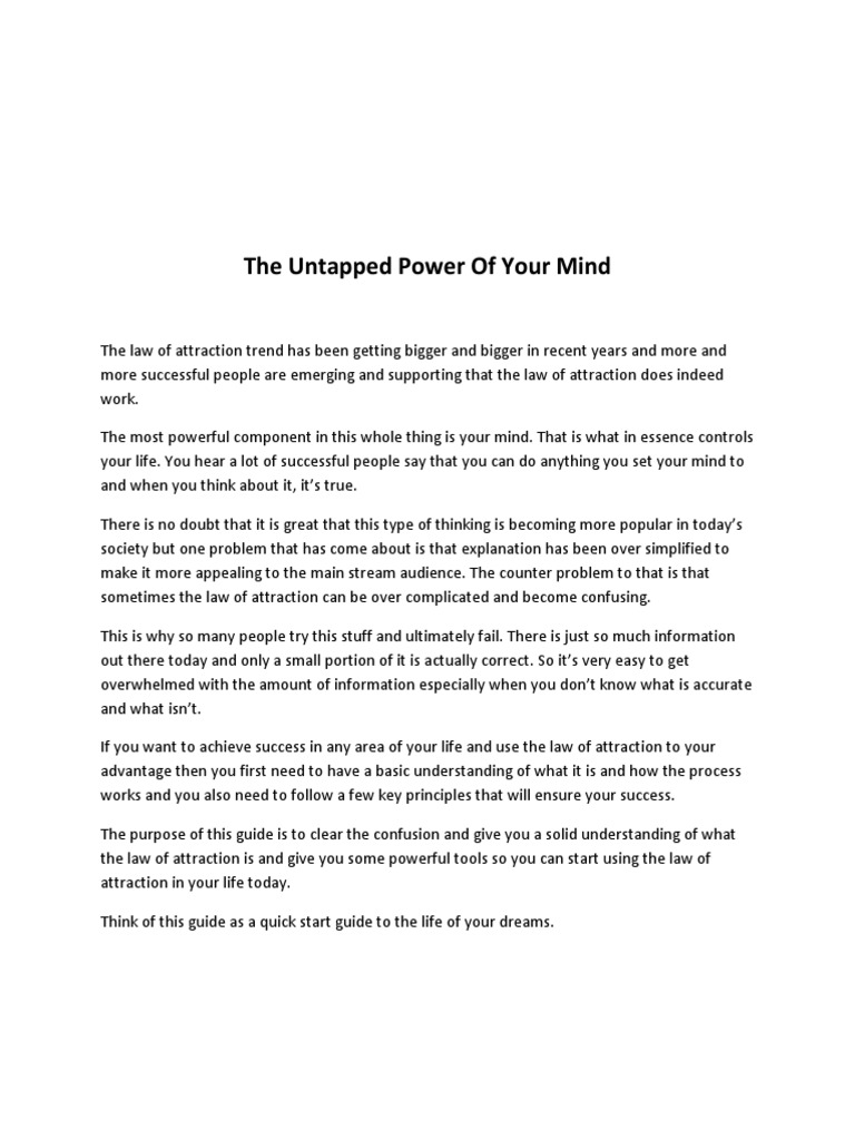 Unlocking Your Mind's Untapped Power | PDF | Public Speaking | Mind