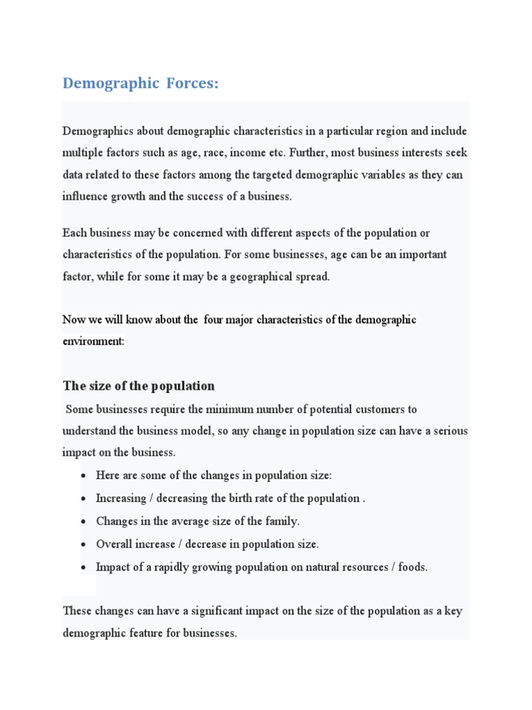 Understanding Key Demographic and Economic Forces: Population Trends ...