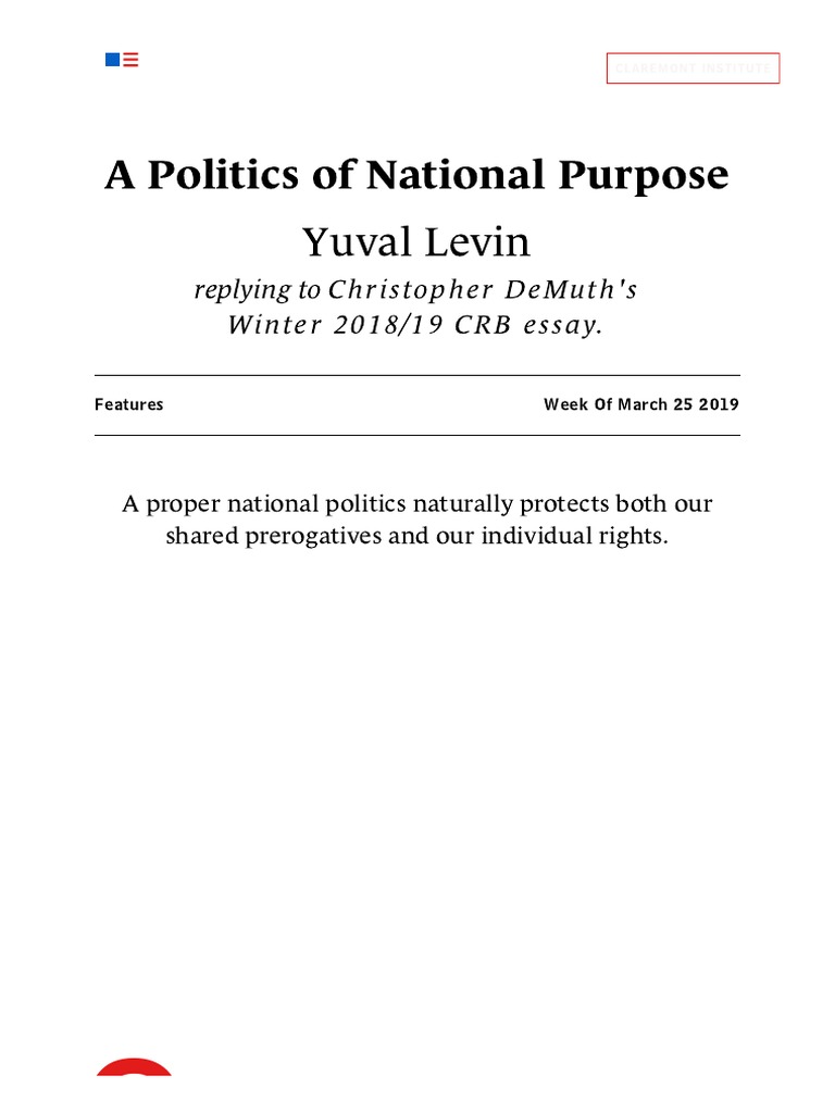 A Politics of National Purpose - The American Mind | PDF | Political ...