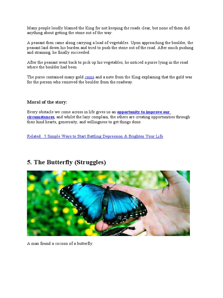 The Butterfly (Struggles) : Moral of The Story | PDF