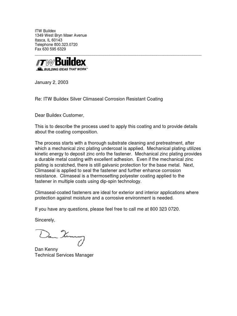 ITW Buildex 1349 West Bryn Mawr Avenue Itasca, IL 60143 Telephone 800. ...