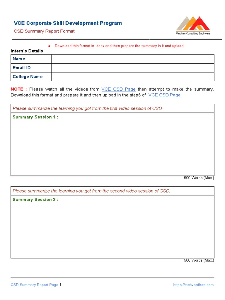 CSD Summary Format | PDF