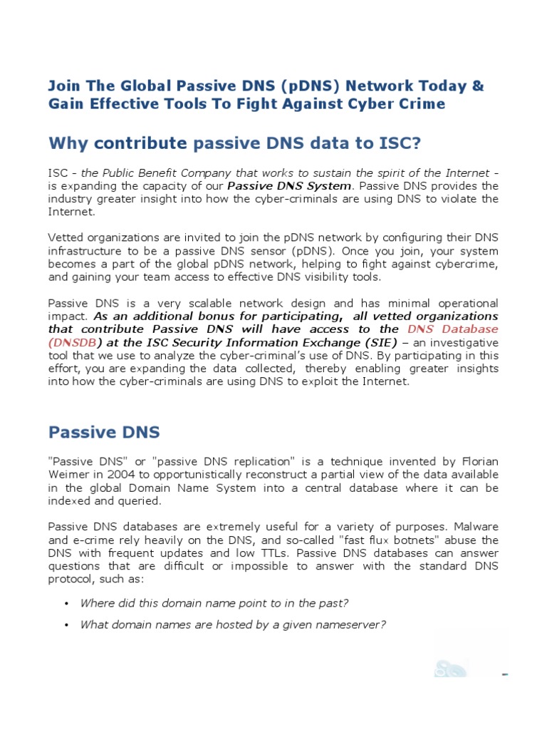 Join The Global Passive DNS | PDF | Internet Governance | Computing