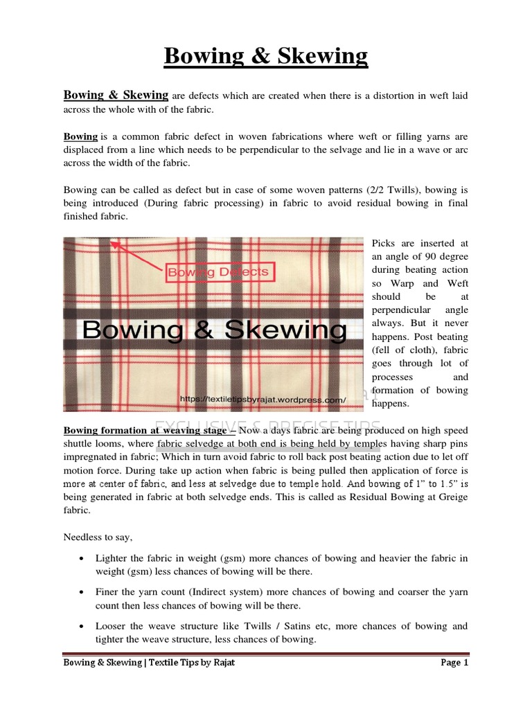 Bowing & Skewing | PDF | Textiles | Textile Arts