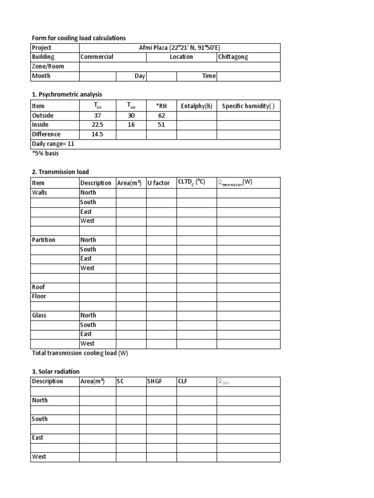 HVAC LOAD Calculation | PDF | Atmospheric Thermodynamics | Home Appliance