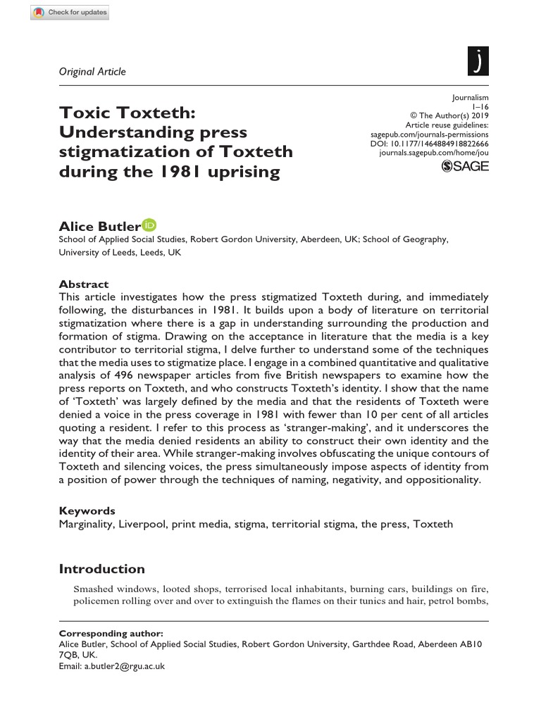 Toxic Toxteth: Understanding Press Stigmatization of Toxteth During The ...