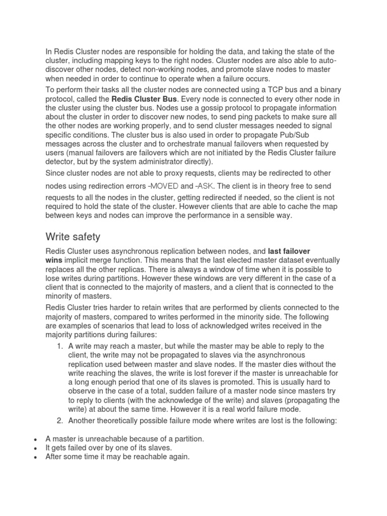 Redis Cluster Specification Overview | PDF | Computer Cluster ...