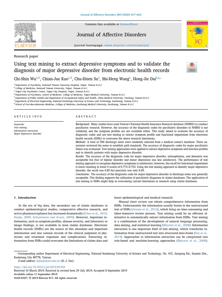 Journal of Affective Disorders: Research Paper | PDF | Mental Disorder ...