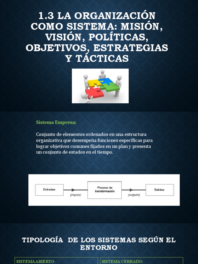 1.3 La Organizacion Industrial Como Sistema Mision, Vision, Politicas ...