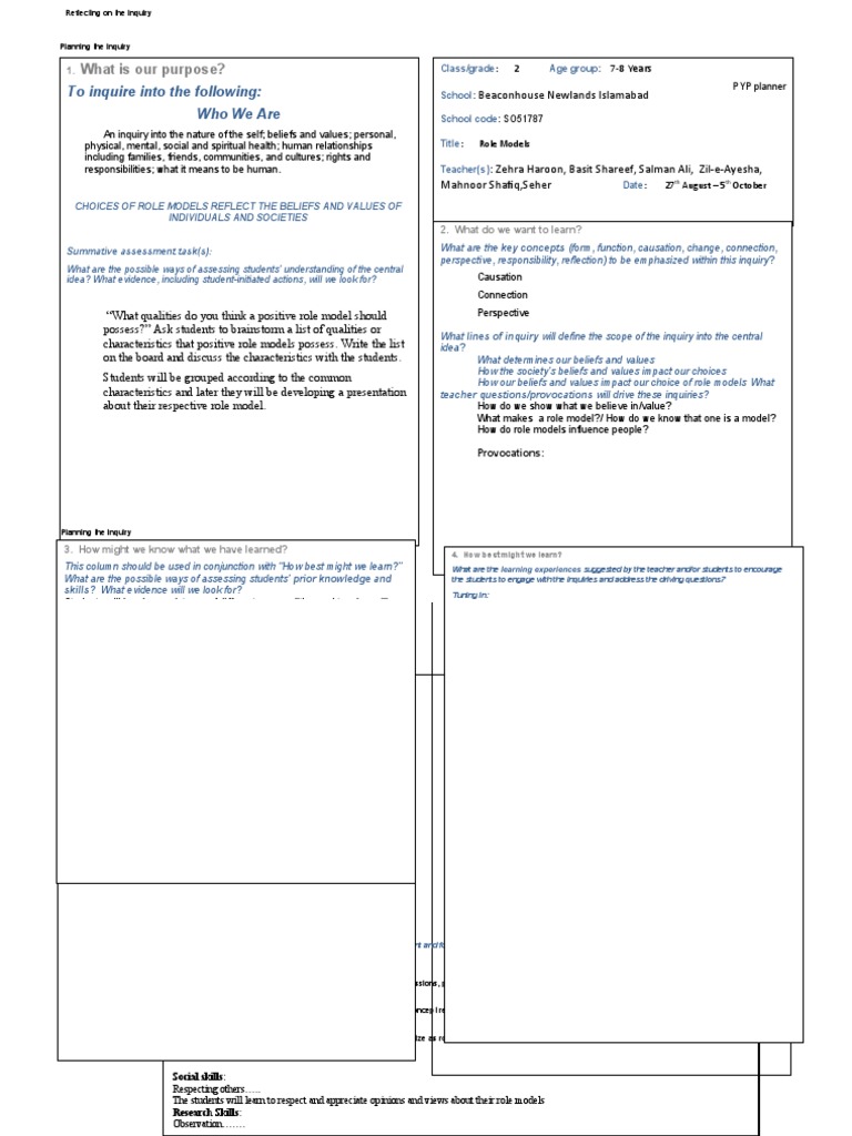 Year 2 Bubble Planner Unit 1 | PDF | Inquiry | Learning