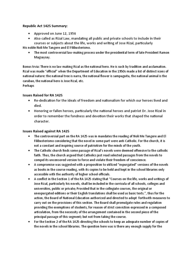 RA 1425 Mandates Study of Jose Rizal | PDF | Government | Justice