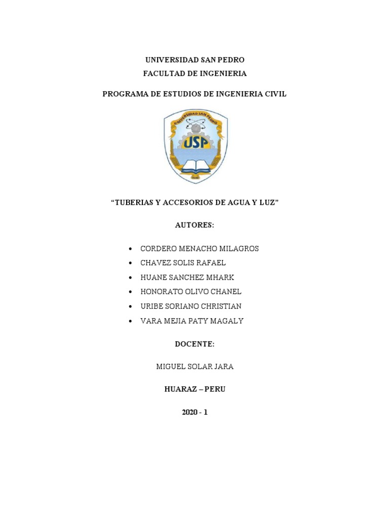 Informe Tuberia Agua Luz | PDF | Cloruro de polivinilo | Tubería (transporte de fluidos)