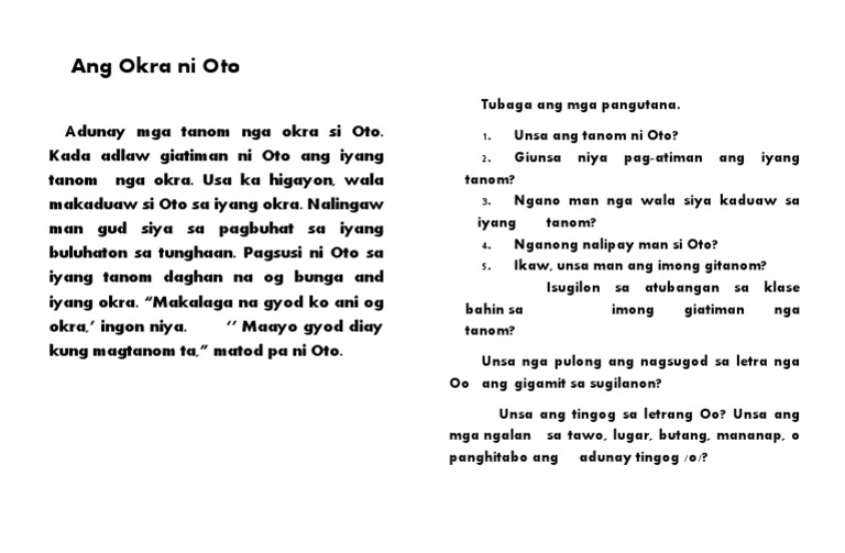 Ang Okra Ni Oto - O | PDF