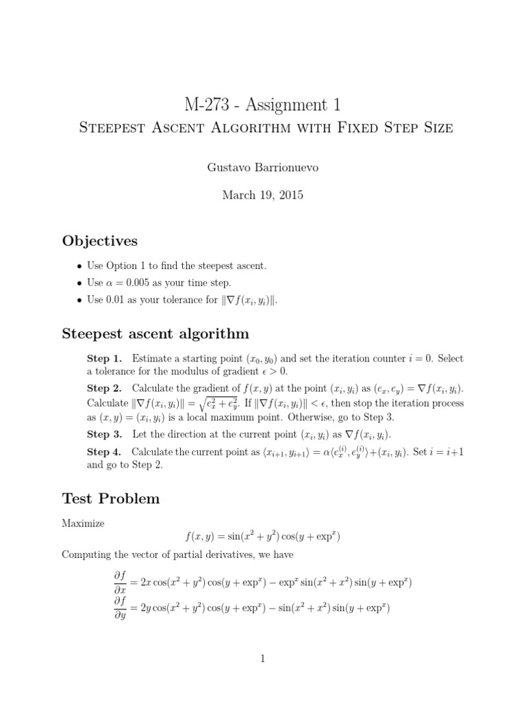 Steepest Ascent Algorithm | PDF | Algorithms | Discrete Mathematics