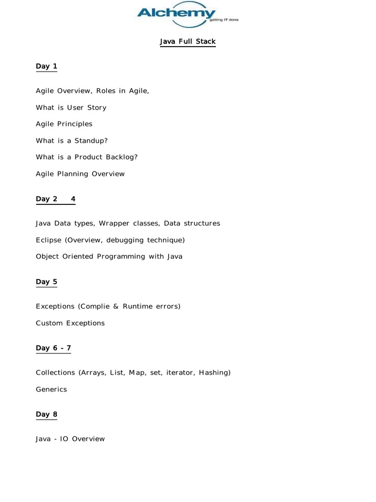 Java Course Outline | PDF | Spring Framework | Representational State ...
