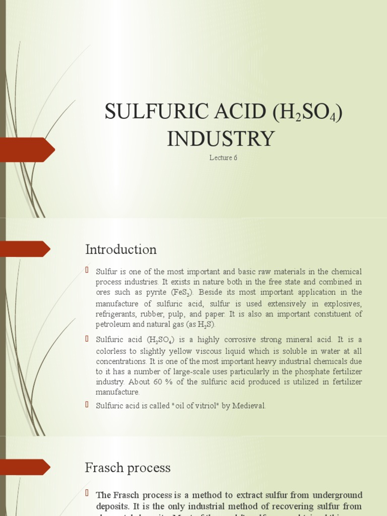 Sulfuric Acid Production and Uses | PDF | Sulfuric Acid | Sulfur