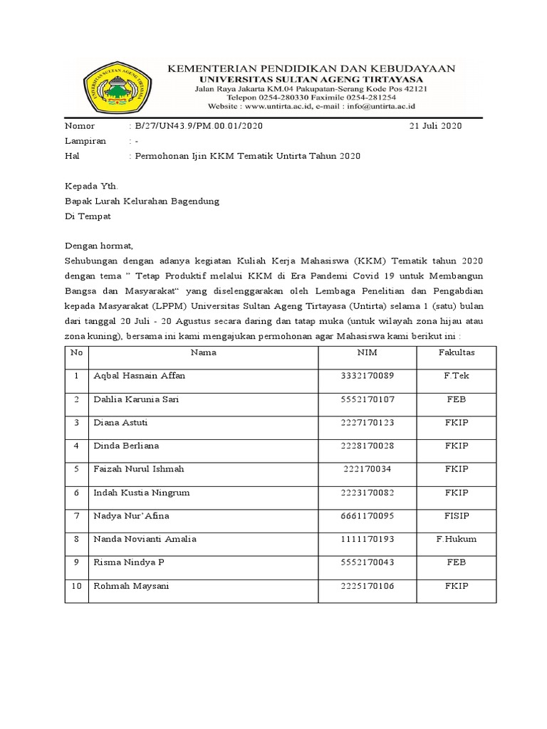 Surat KKM Kelurahan PDF | PDF