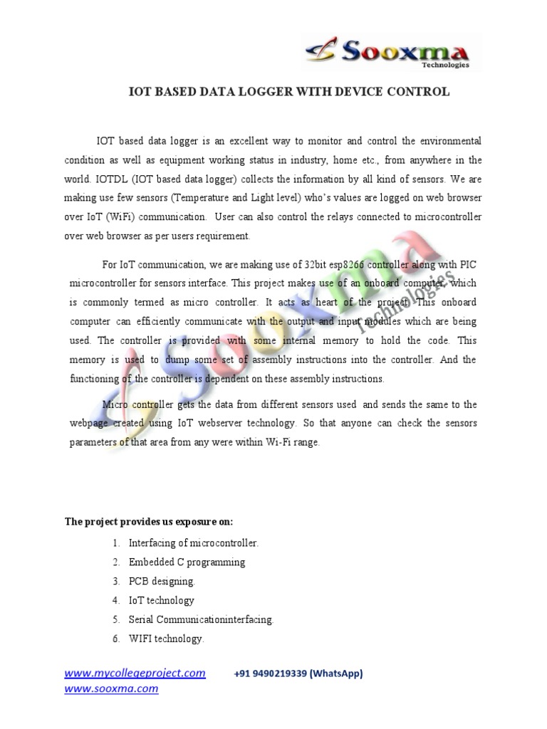 IoT WiFi Based Data Logger With Device Control | PDF | Microcontroller | Internet Of Things