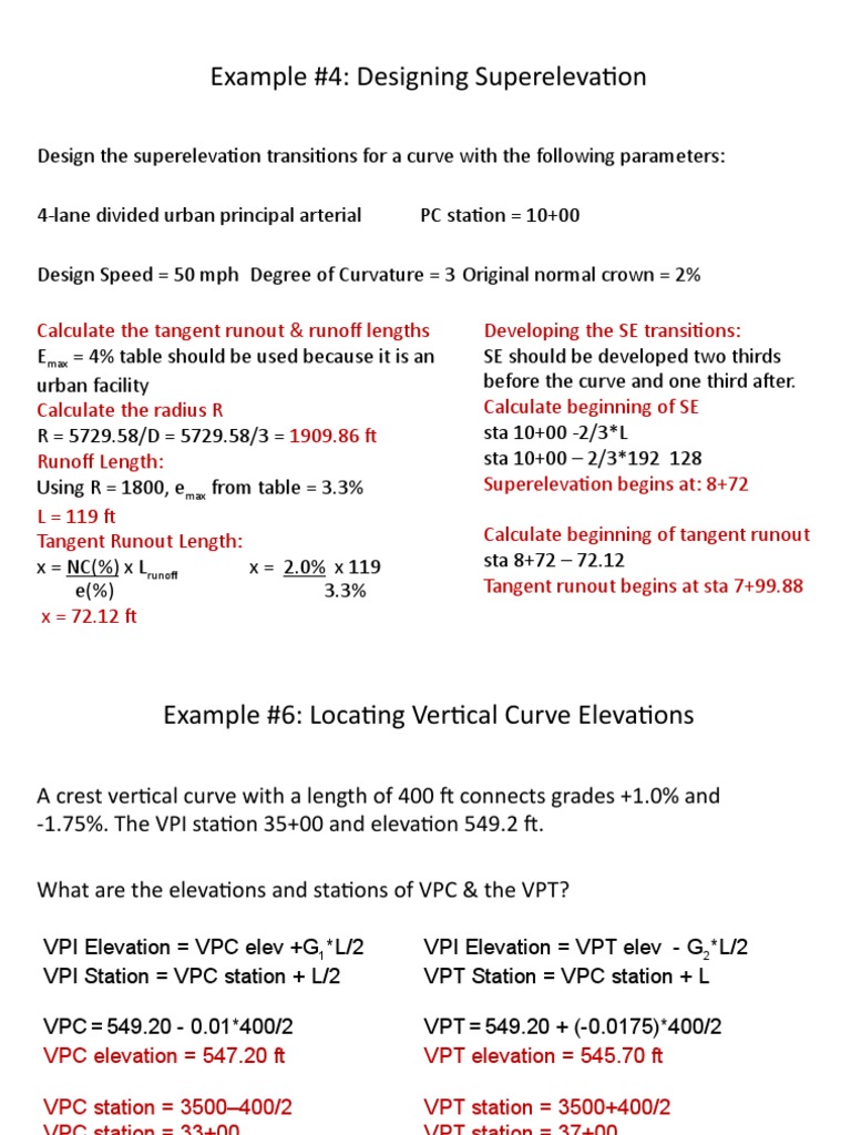 Example #4: Designing Superelevation | PDF | Differential Geometry ...