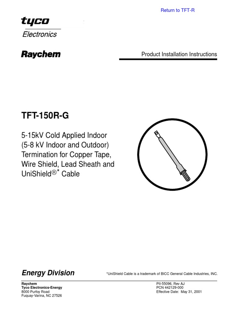 Kit de Terminacion TFT-150R-G TYCO ELECTRONICS | PDF | Wire ...