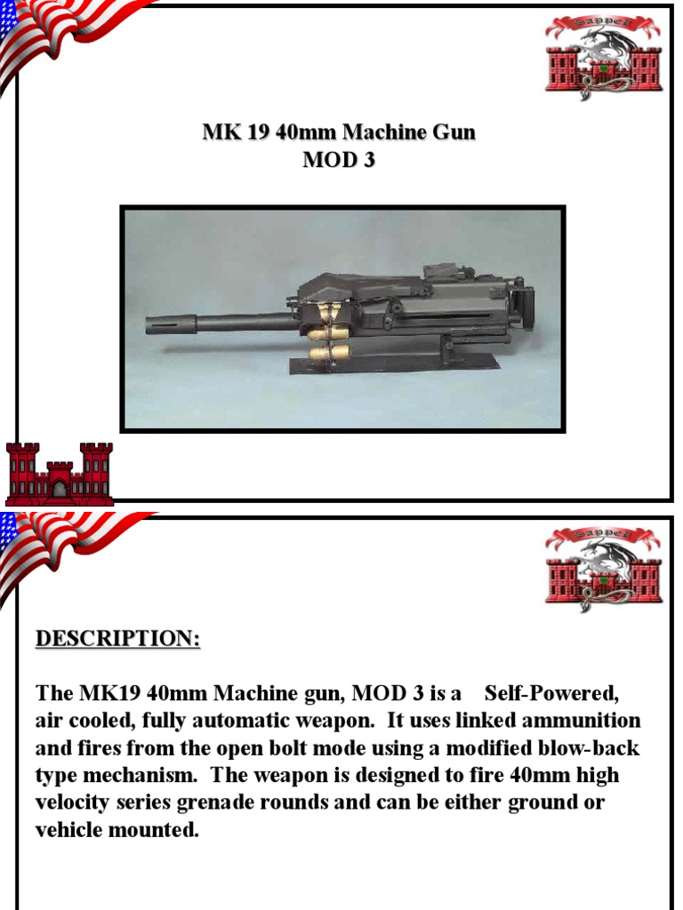 MK 19 40mm Machine Gun Mod 3 | PDF | Firearms | Projectile Weapons