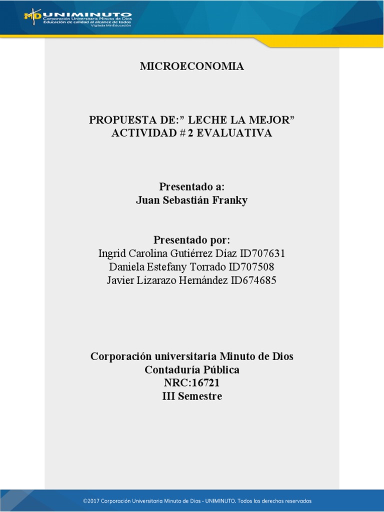 Propuesta de Leche La Mejor-Micro Actividad 2 | PDF | Oferta y demanda | Oferta (economía)