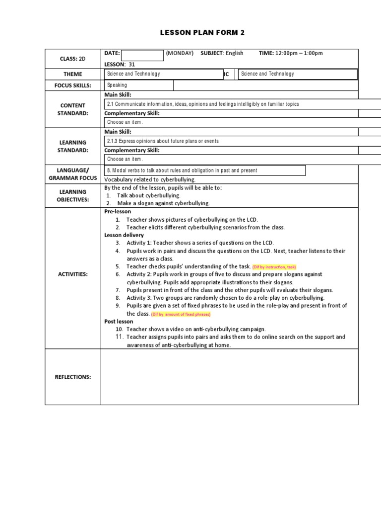 Cefr Lesson Plan Cyberbullying (Speaking) | PDF | Cyberbullying ...