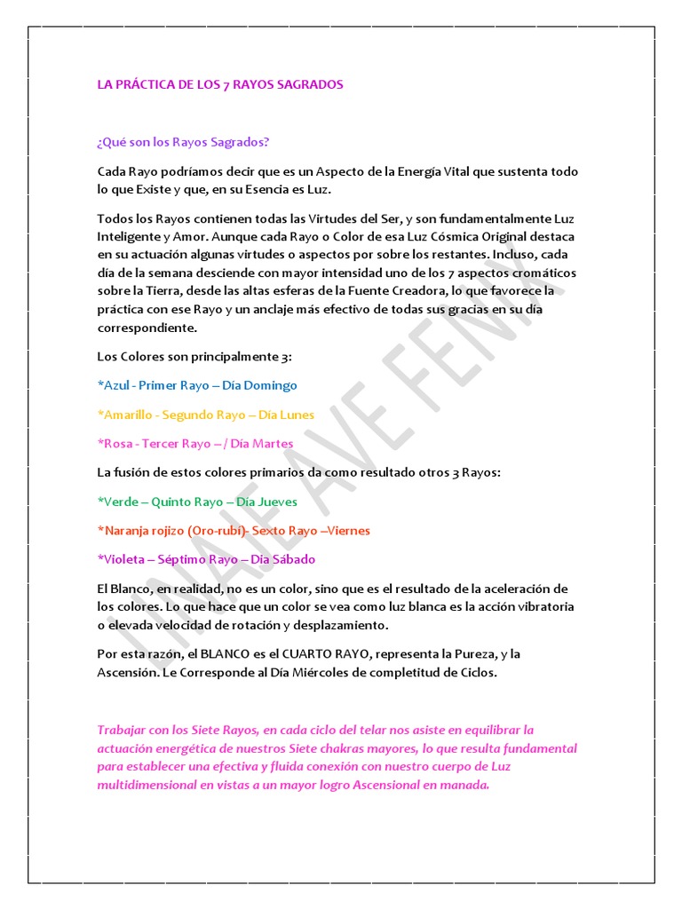 7 Rayos Sagrados | PDF | Color | Ligero