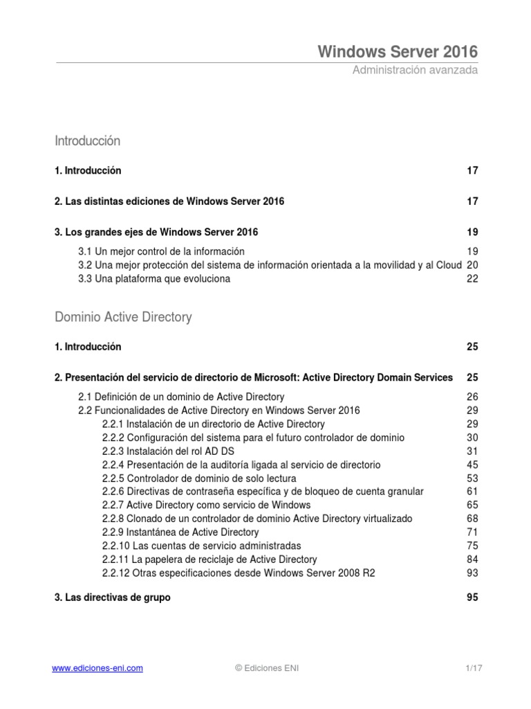 Temario Windows Server 2016 Administración Avanzada | PDF ...