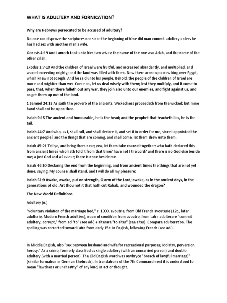 Understanding Adultery and Fornication | PDF | Adultery | Husband