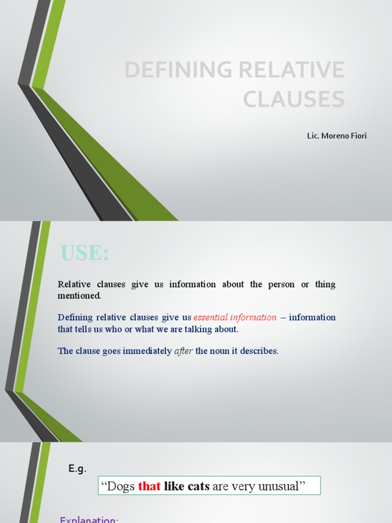 Defining Relative Clauses Explained | PDF | Language Arts & Discipline