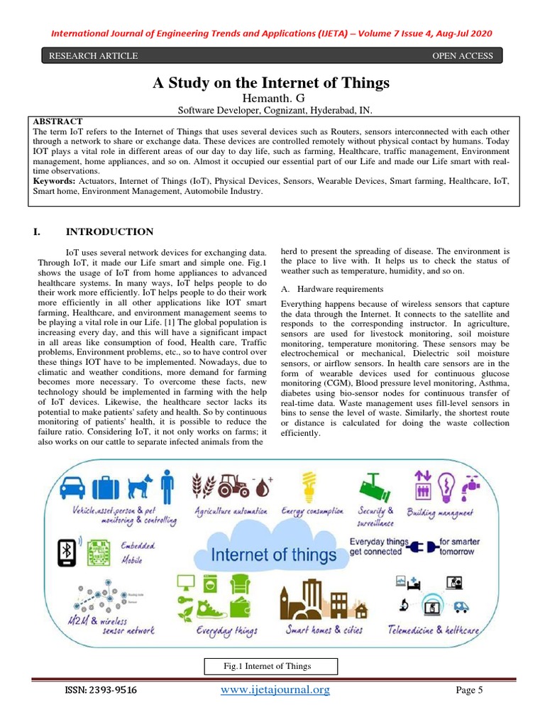 A Study On The Internet of Things: Hemanth. G | PDF | Internet Of ...