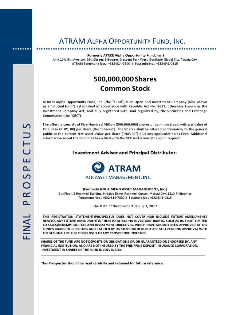 FINAL PROSPECTUS - ATRAM Alpha Opportunity Fund (UPDATED June 4, 2018 ...