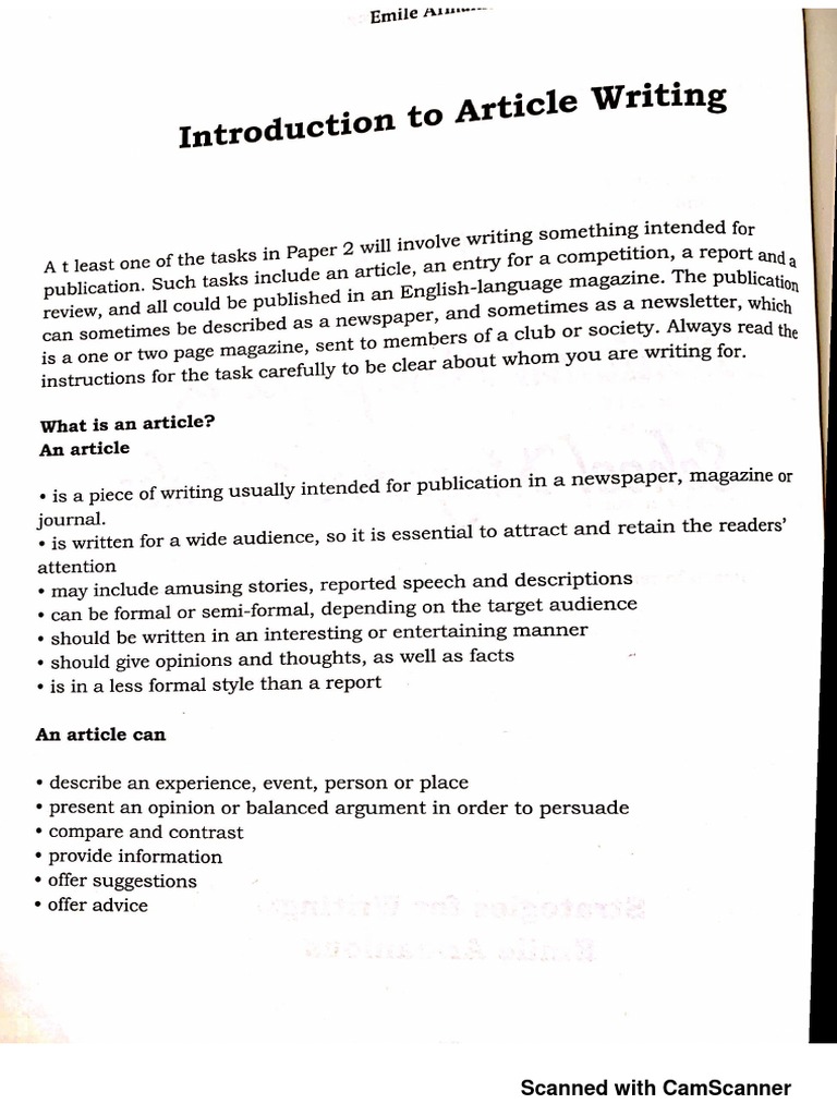 Article Writing - Tips & Strategies - 20191026191540 | PDF